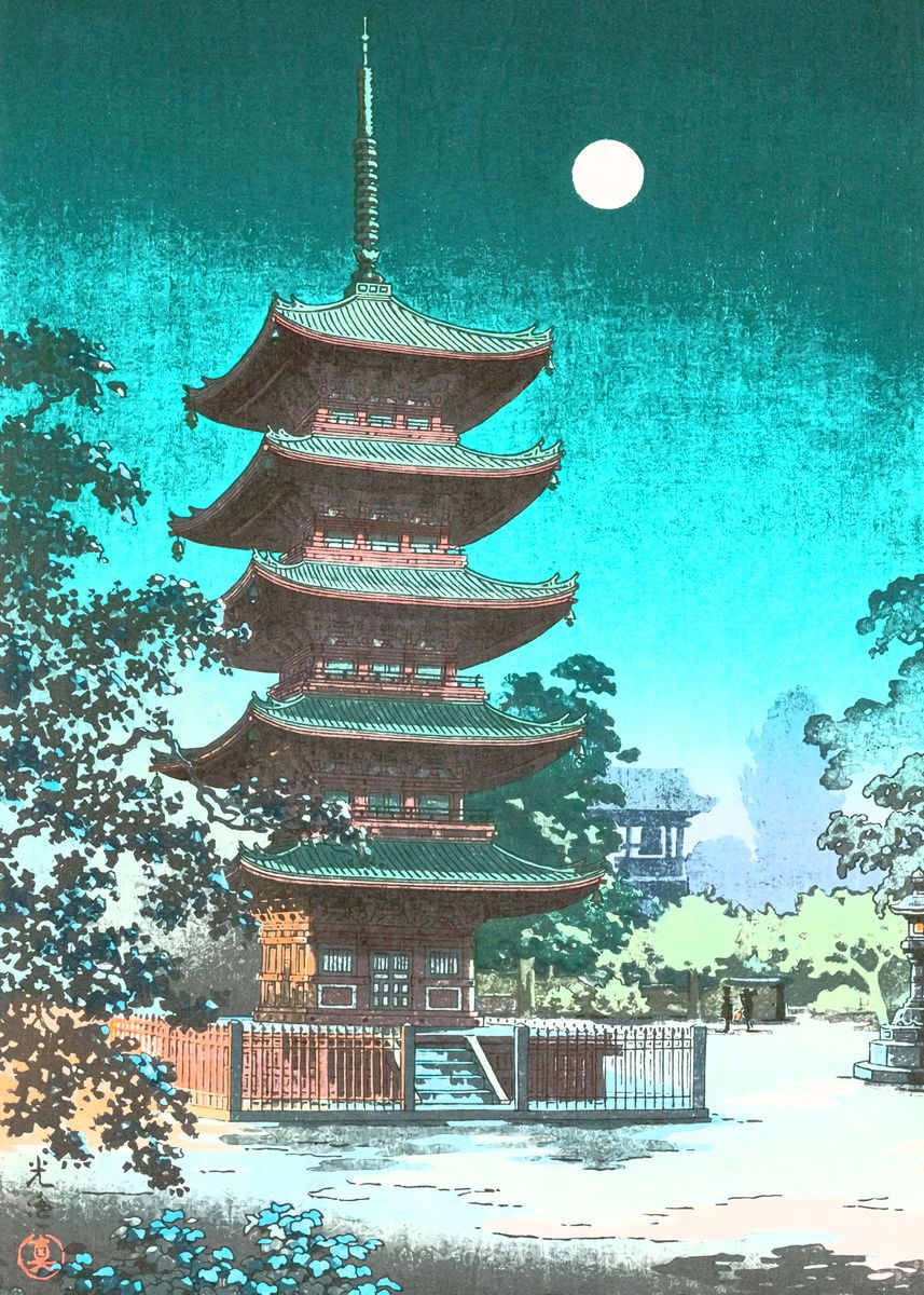 'Japanese night scene ' Poster by phanhaang | Displate