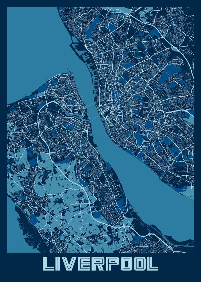 'Liverpool City Map England' Poster, picture, metal print, paint by Max ...