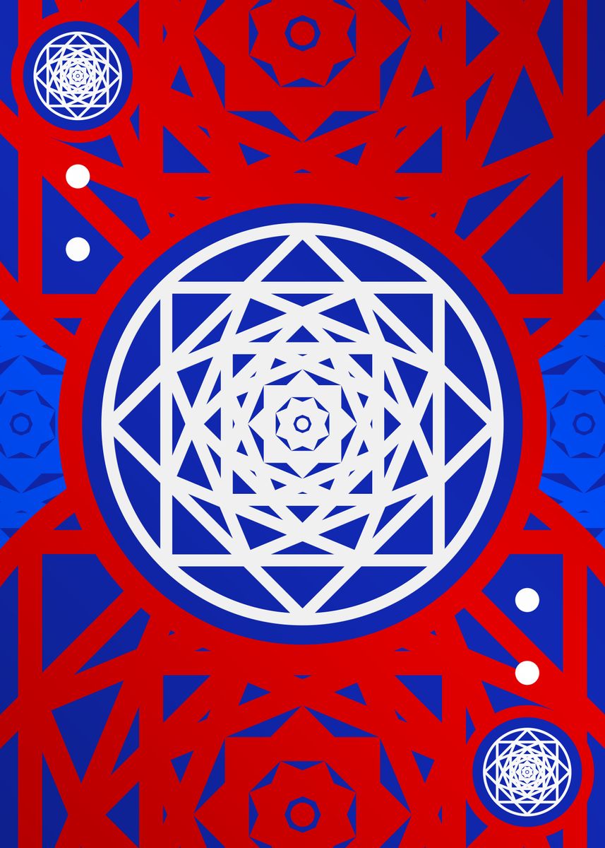 'Red White and Blue Glyph' Poster by Holy Rock Design | Displate