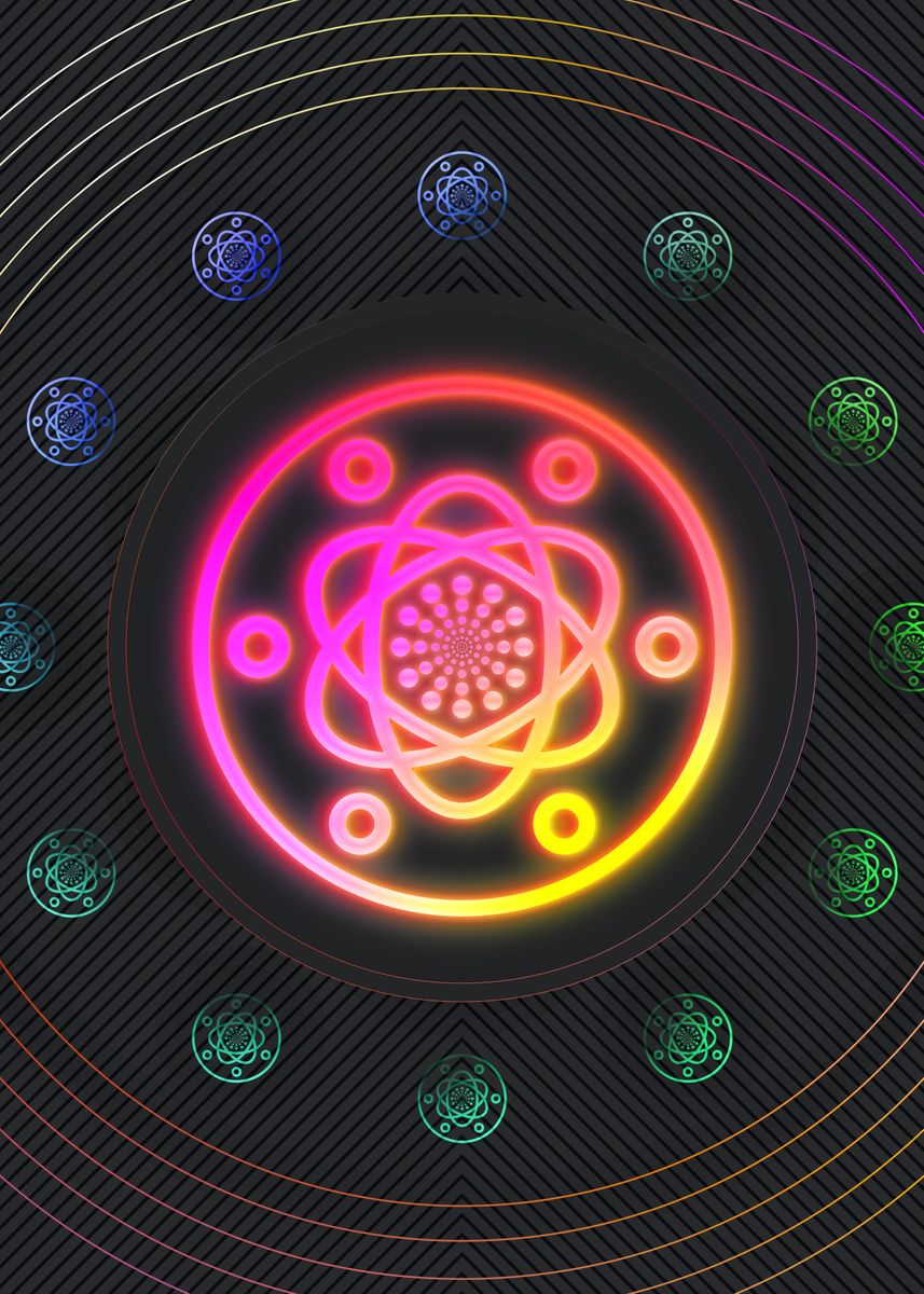 'Neon Geometric Glyph Rune' Poster by Holy Rock Design | Displate