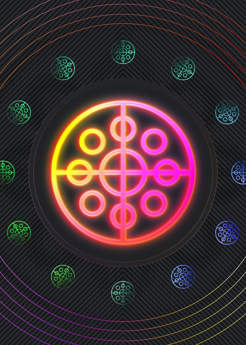 'Neon Geometric Glyph Sign' Poster by Holy Rock Design | Displate