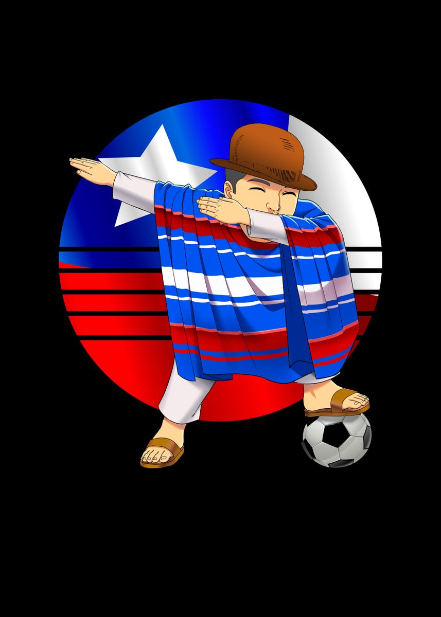 'Chilean Football Dabbing' Poster, picture, metal print, paint by ...