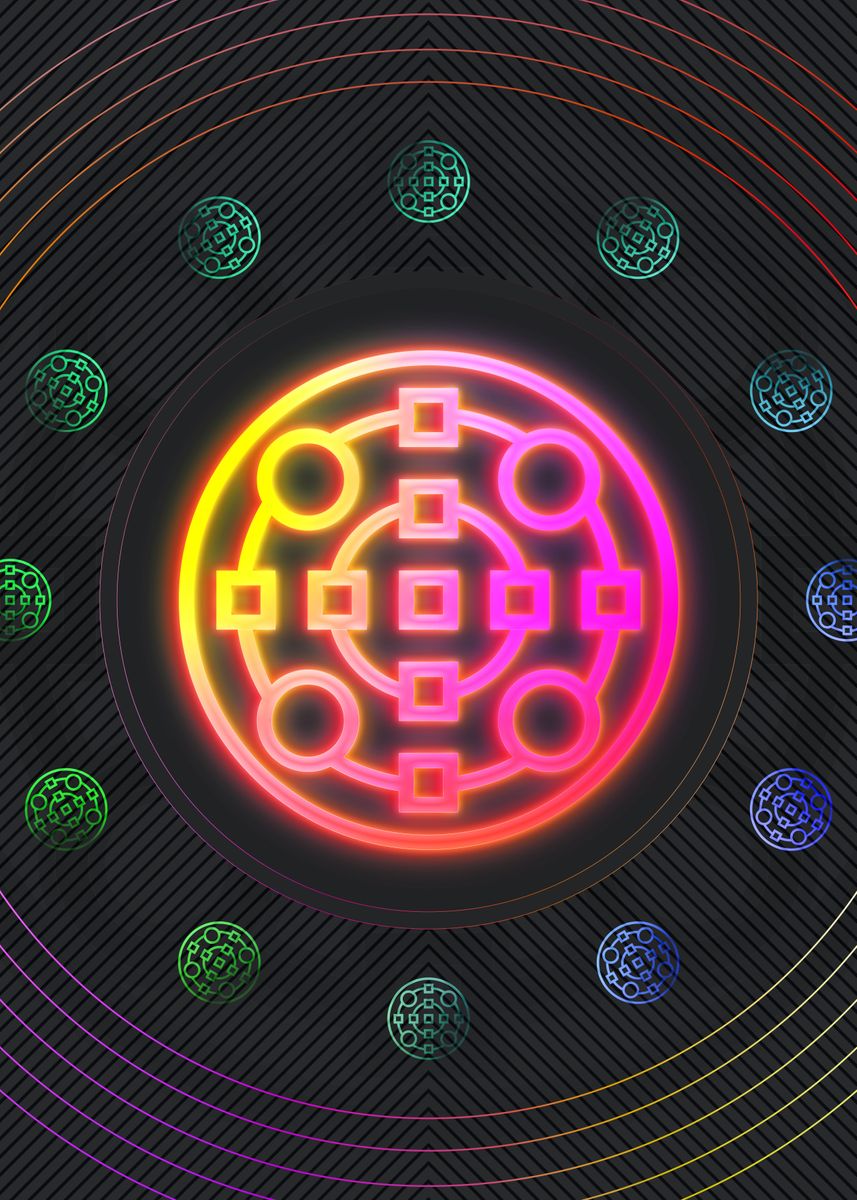 'Neon Geometric Glyph Sign' Poster by Holy Rock Design | Displate