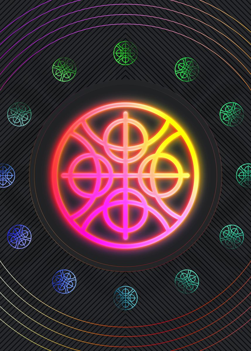 'Neon Geometric Glyph Sign' Poster, picture, metal print, paint by Holy ...