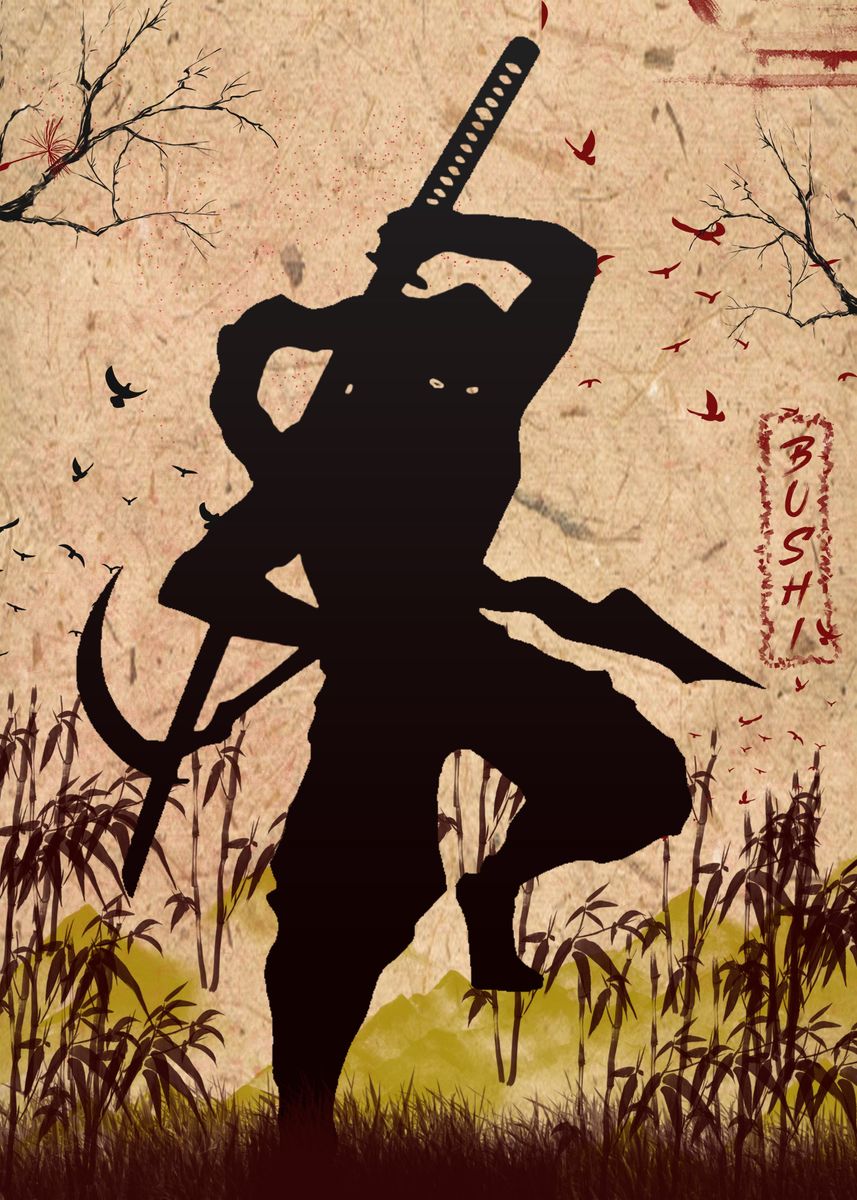'Vintage Ninja' Poster by Rijis Art | Displate