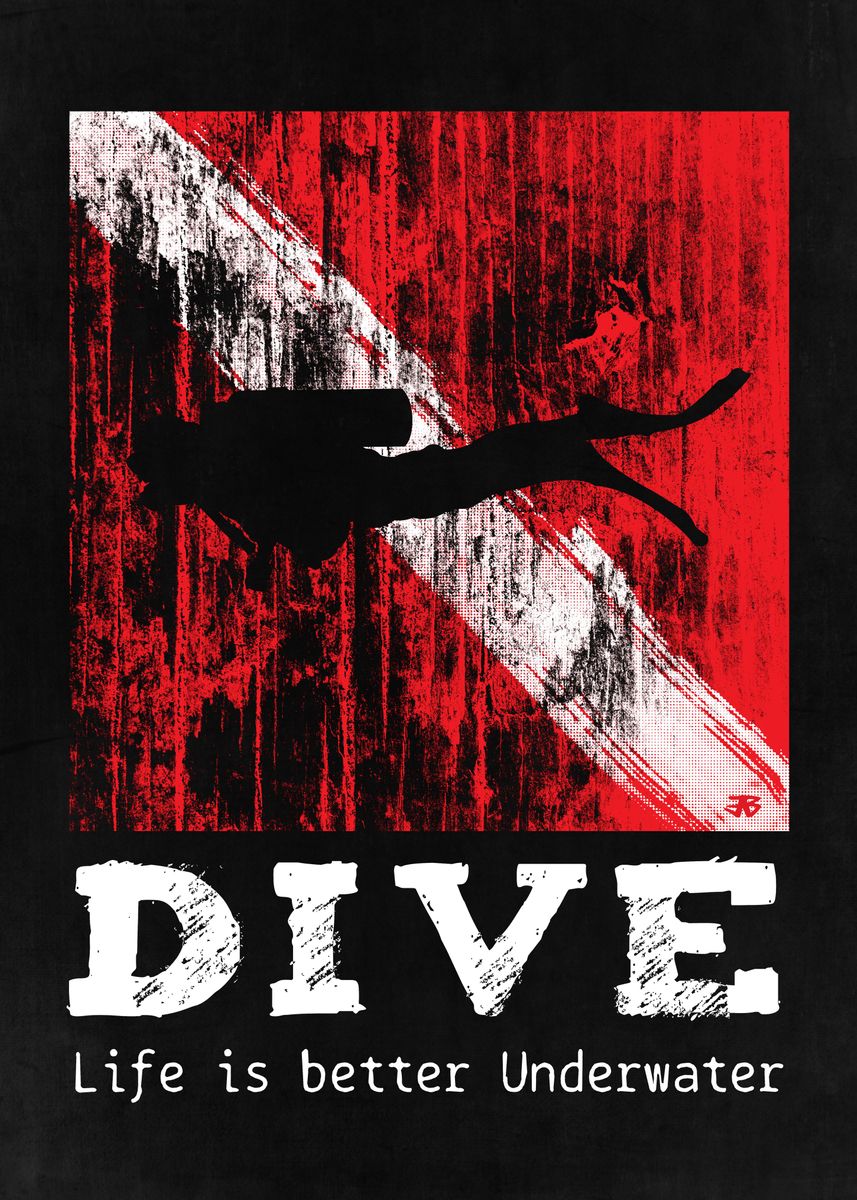 'Scuba Diving Quote' Poster, picture, metal print, paint by John ...