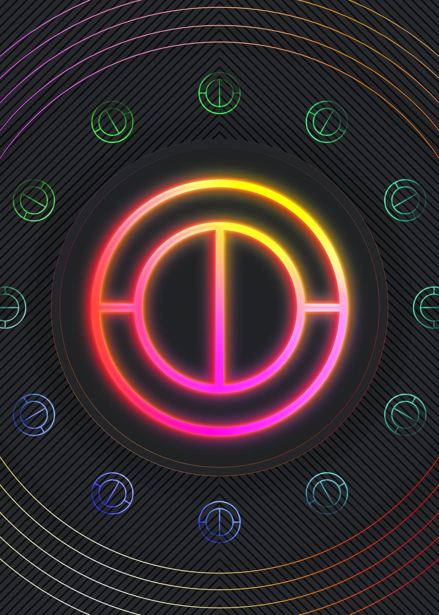 'Neon Geometric Glyph Sign' Poster, picture, metal print, paint by Holy ...