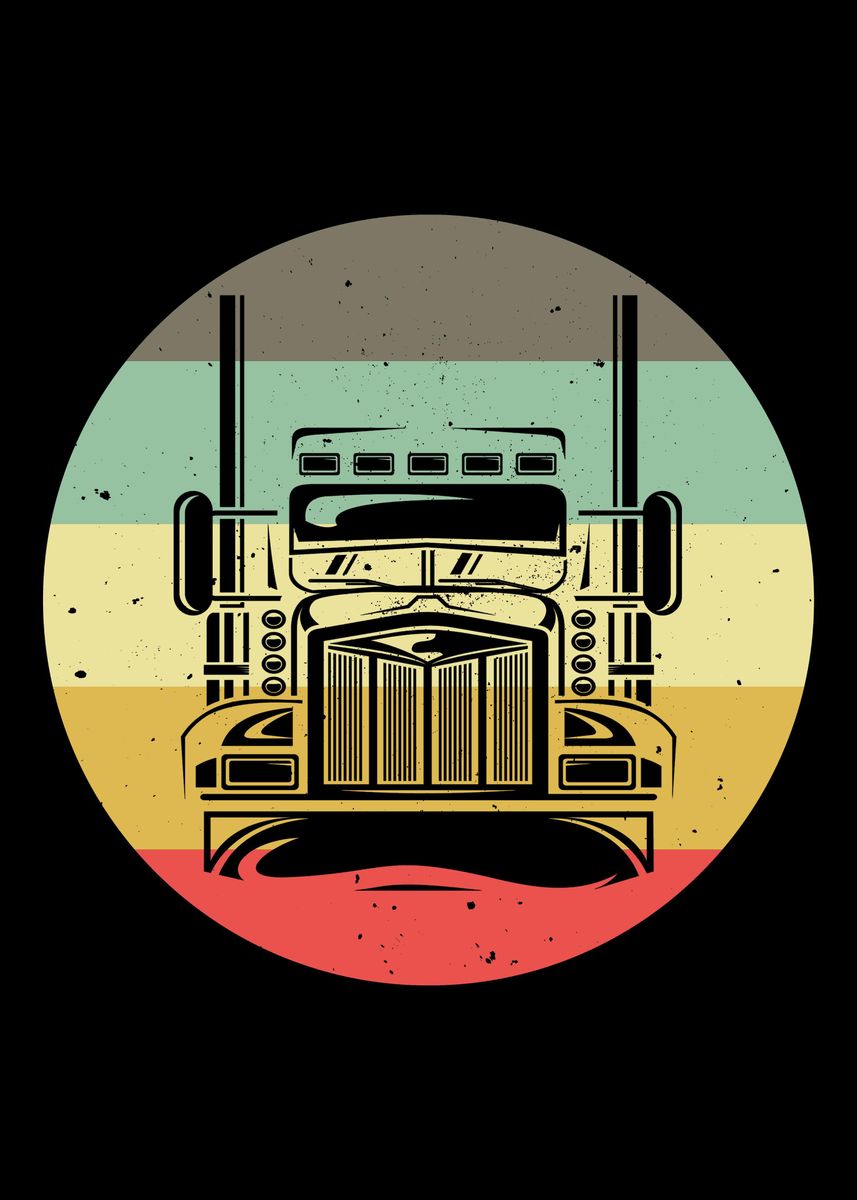 'Retro Truck Driver' Poster, picture, metal print, paint by ...