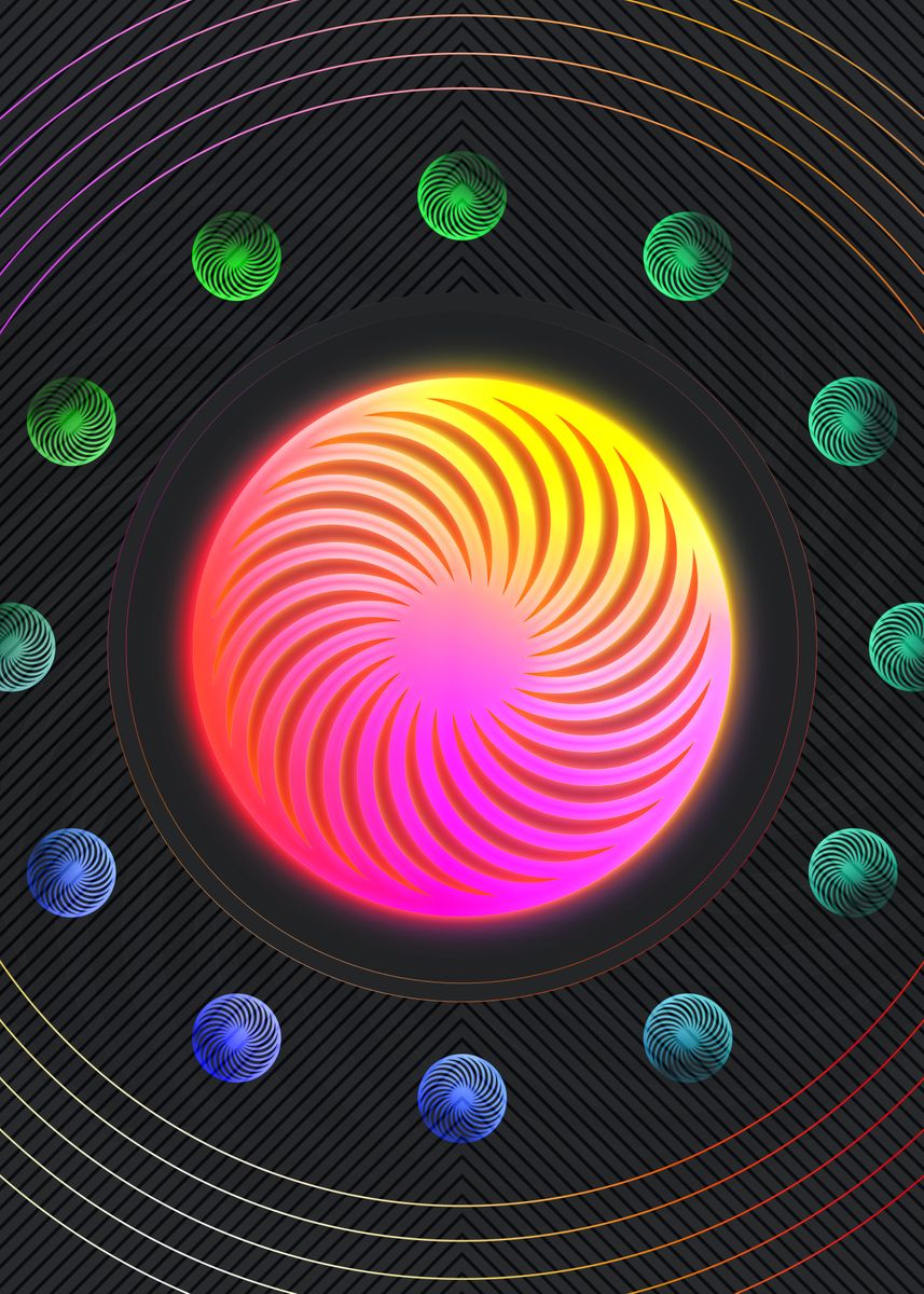 'Neon Geometric Glyph Rune' Poster by Holy Rock Design | Displate