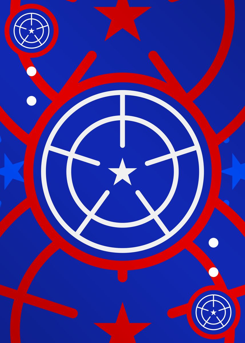 'Red White and Blue Glyph' Poster, picture, metal print, paint by Holy ...