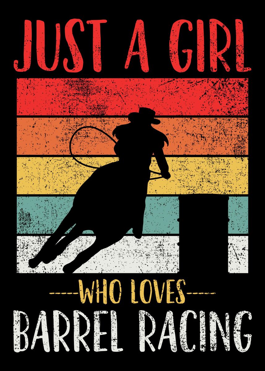 'Barrel Racing Cowgirl Vint' Poster, picture, metal print, paint by ...