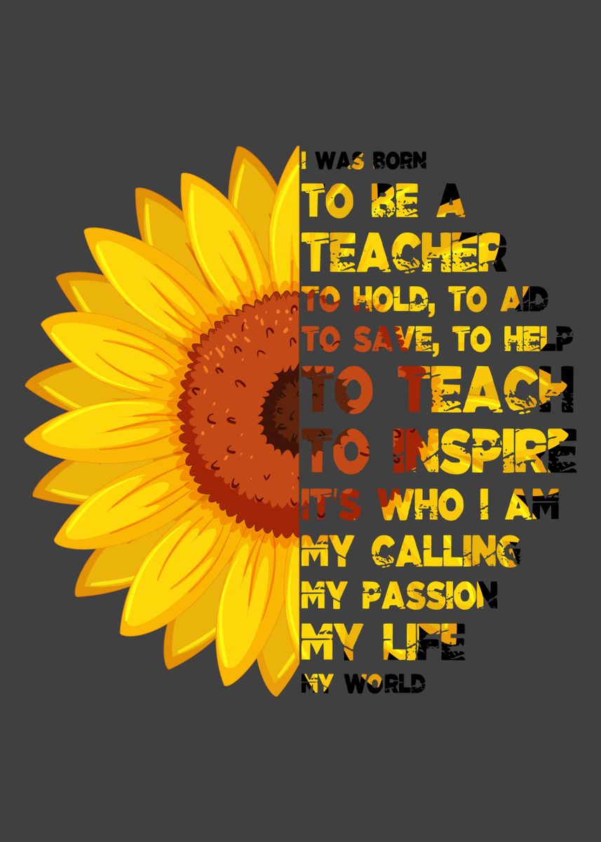 'BORN TO BE A TEACHER' Poster, picture, metal print, paint by ...