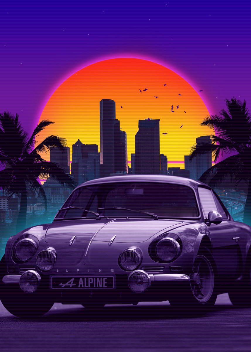 'car synthwave california' Poster by INSPIRE COLLECTION | Displate