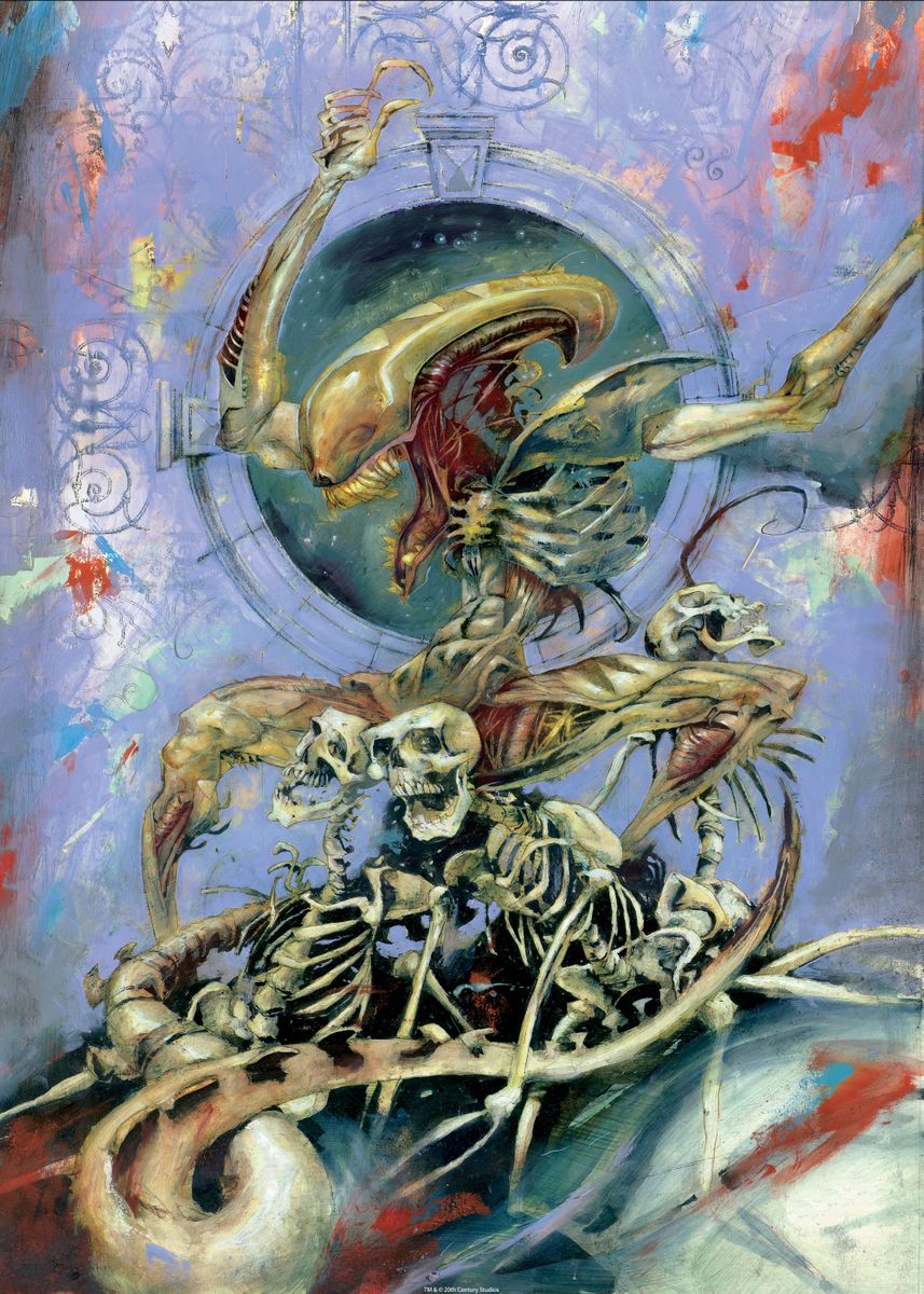 'Alien With Skeletons' Poster, picture, metal print, paint by Alien ...