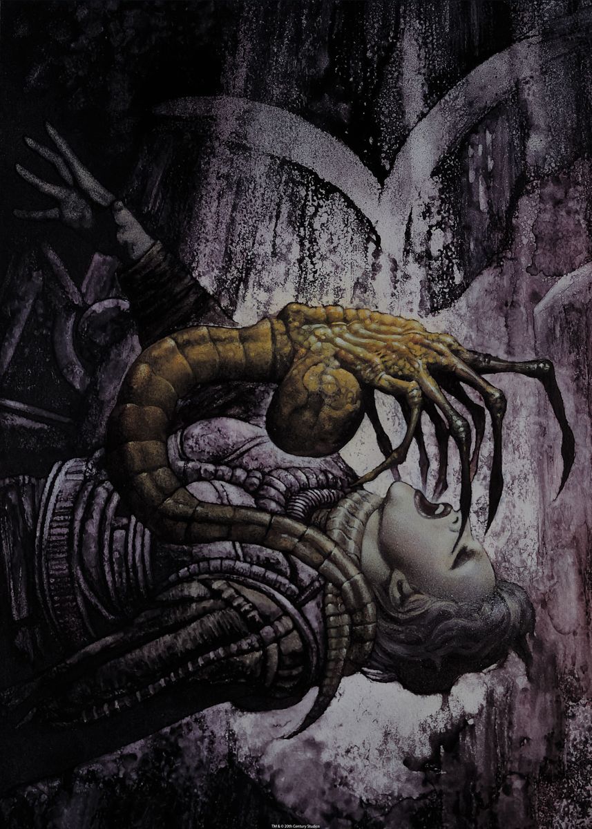 'Alien On Her Face' Poster, picture, metal print, paint by Alien | Displate