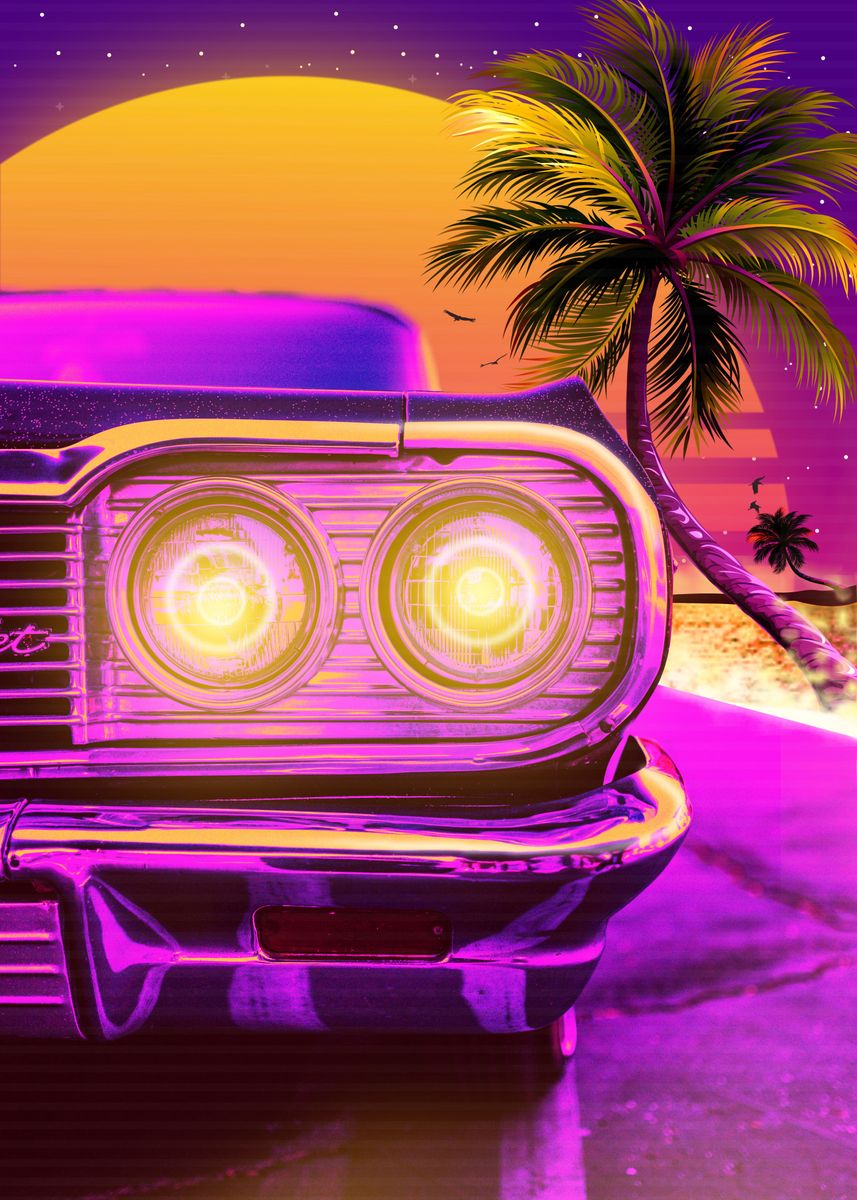 '80s Car Synthwave' Poster by Ziartz Poster | Displate