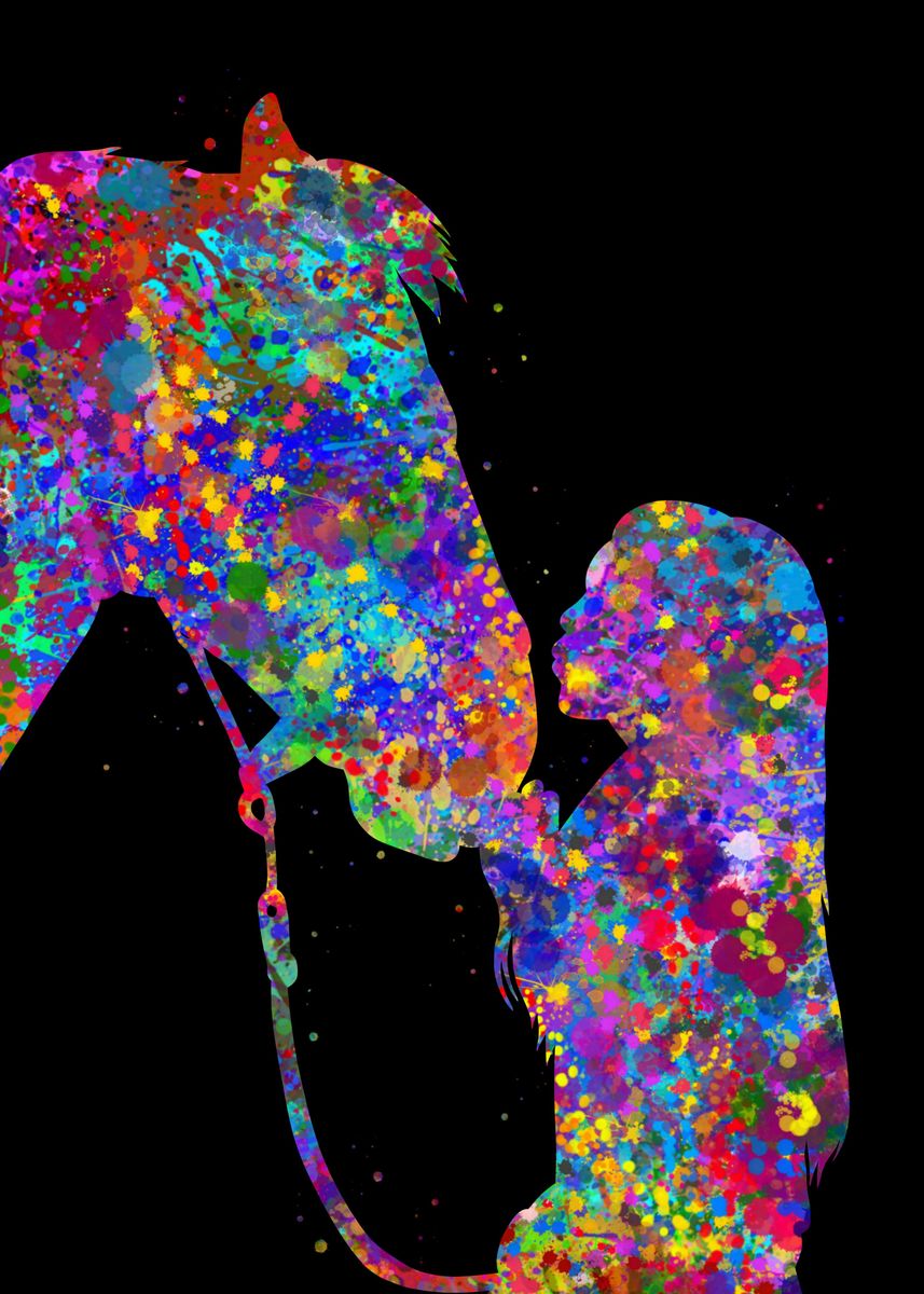 'Girl and horse watercolor' Poster by Yahya Art | Displate