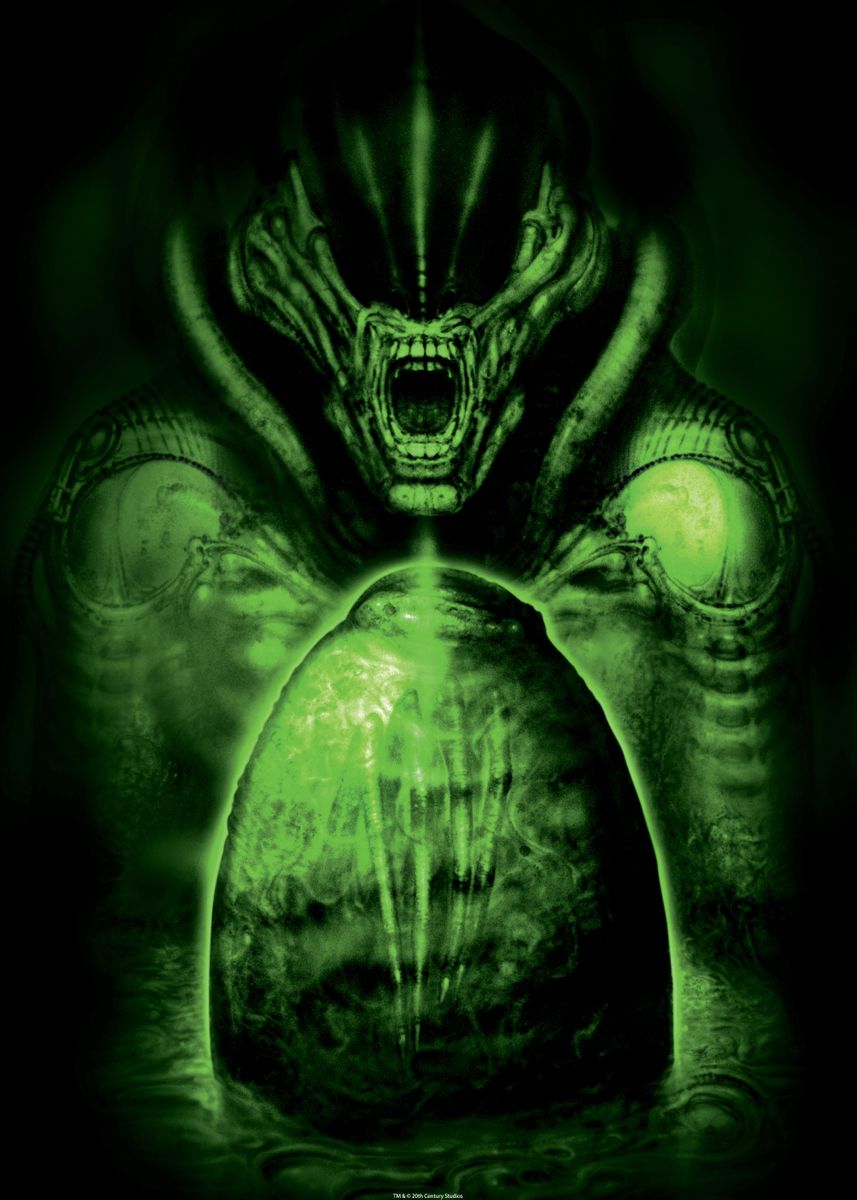 'Alien With An Egg Green' Poster, picture, metal print, paint by Alien ...
