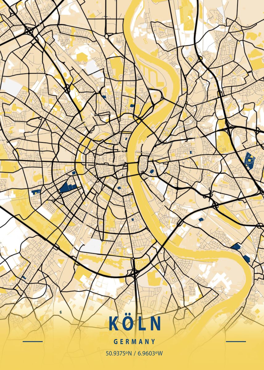 'Koeln City Map Germany' Poster by Max Ronn | Displate