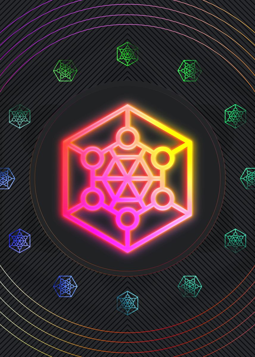 'Neon Geometric Glyph Sign' Poster, picture, metal print, paint by Holy ...