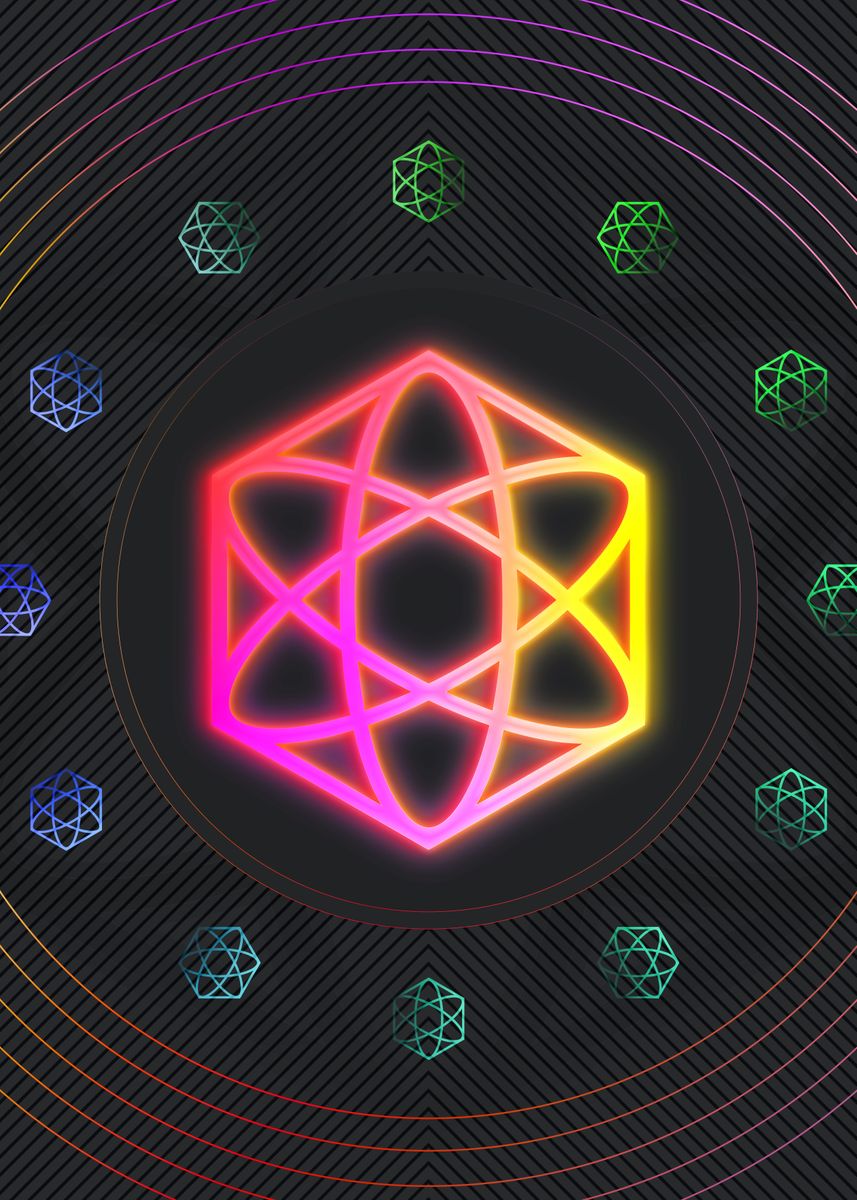 'Neon Glyphs Mandalas Runes' Poster by Holy Rock Design | Displate