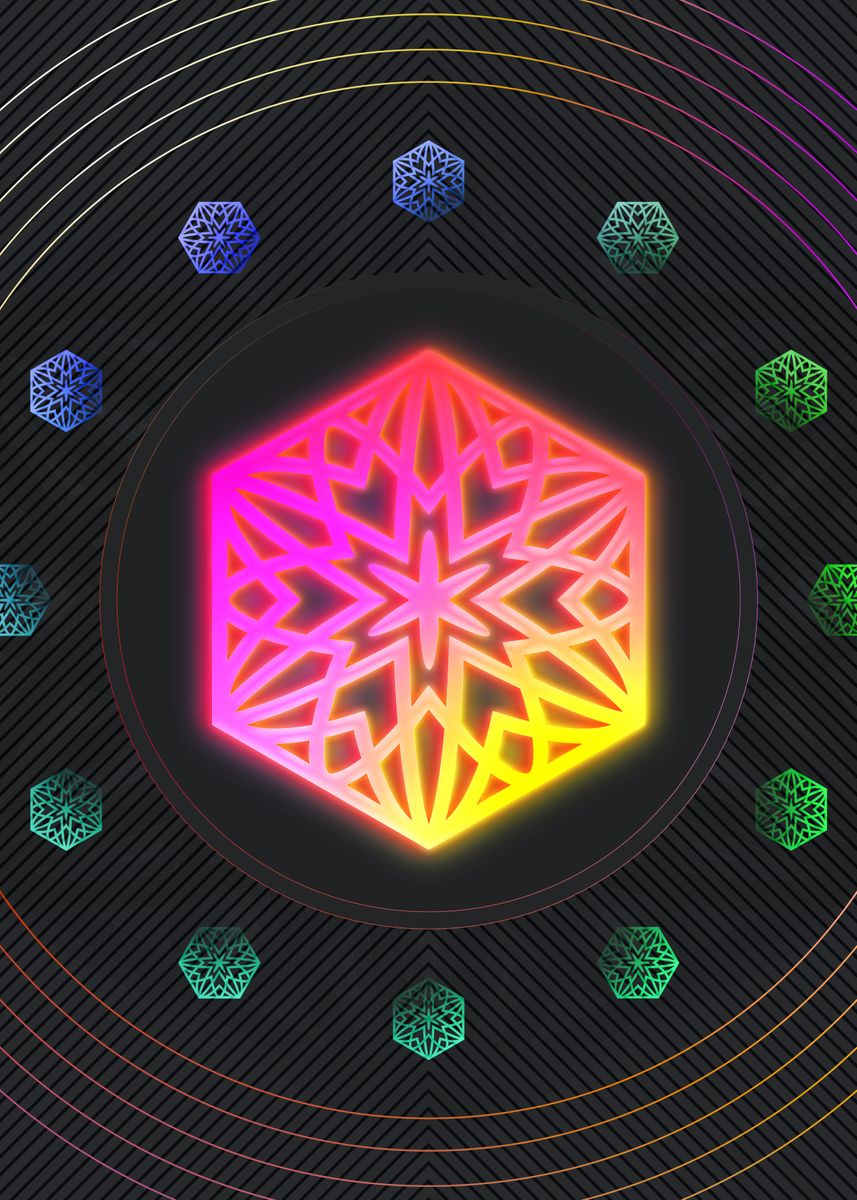 'Neon Geometric Glyph Sign' Poster by Holy Rock Design | Displate