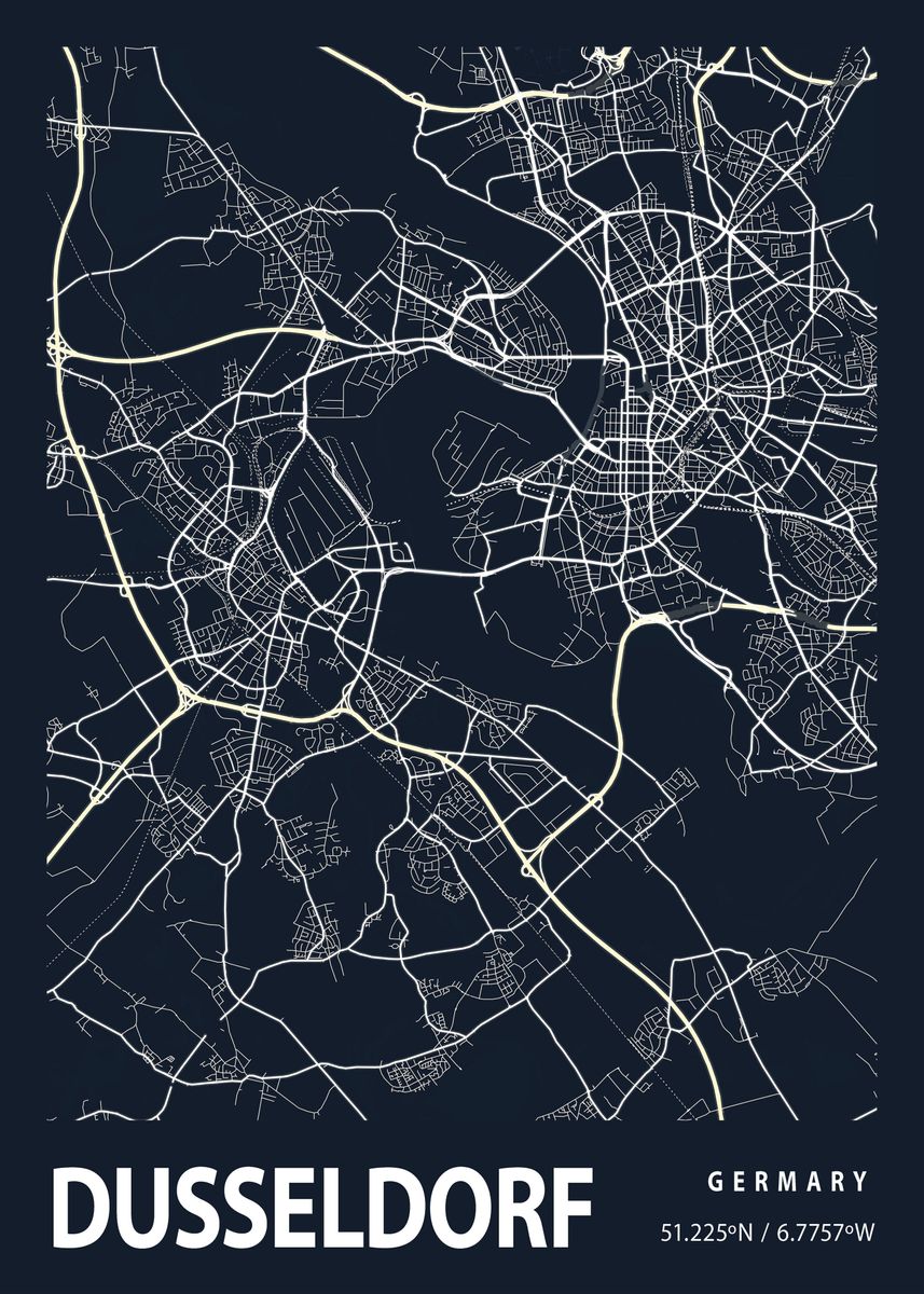 'Dsseldorf Map Germany' Poster, picture, metal print, paint by Max Ronn ...