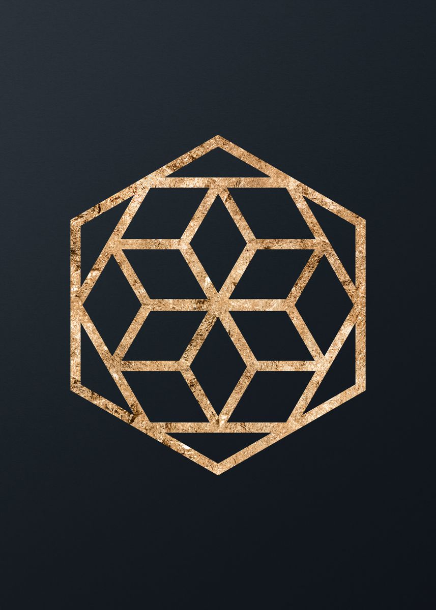 'Gold Geometric Glyphs Sign' Poster, picture, metal print, paint by ...