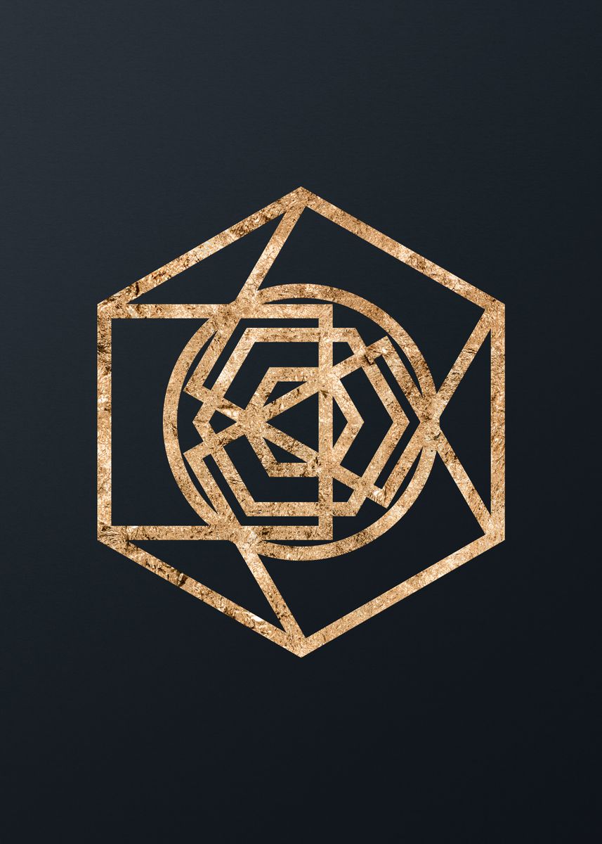 'Gold Geometric Glyph Sign' Poster, picture, metal print, paint by Holy ...