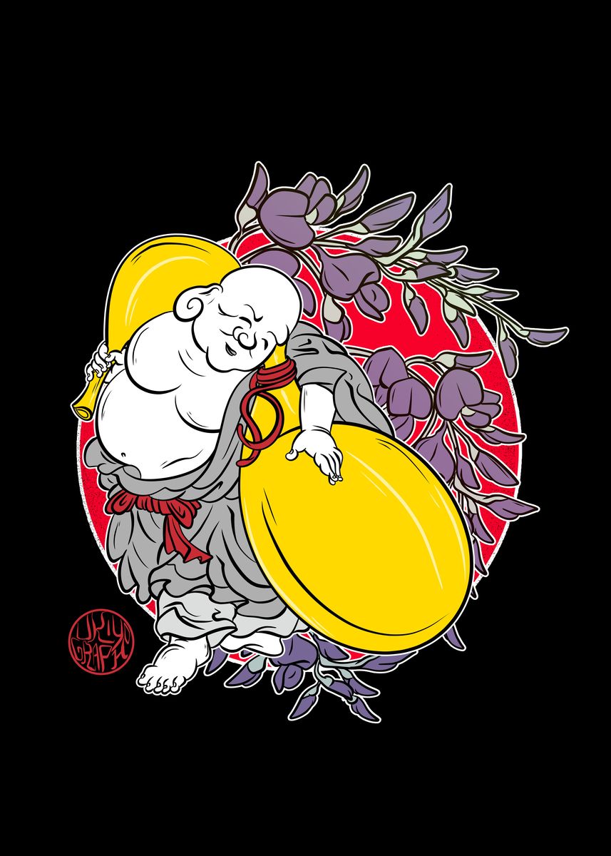 'Hotei the laughing Buddha' Poster by Ukiyograph | Displate