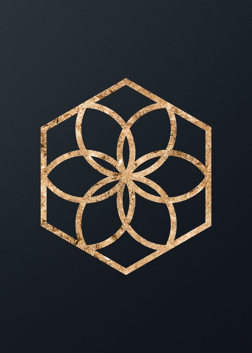 'Gold Geometric Glyph Sign' Poster by Holy Rock Design | Displate