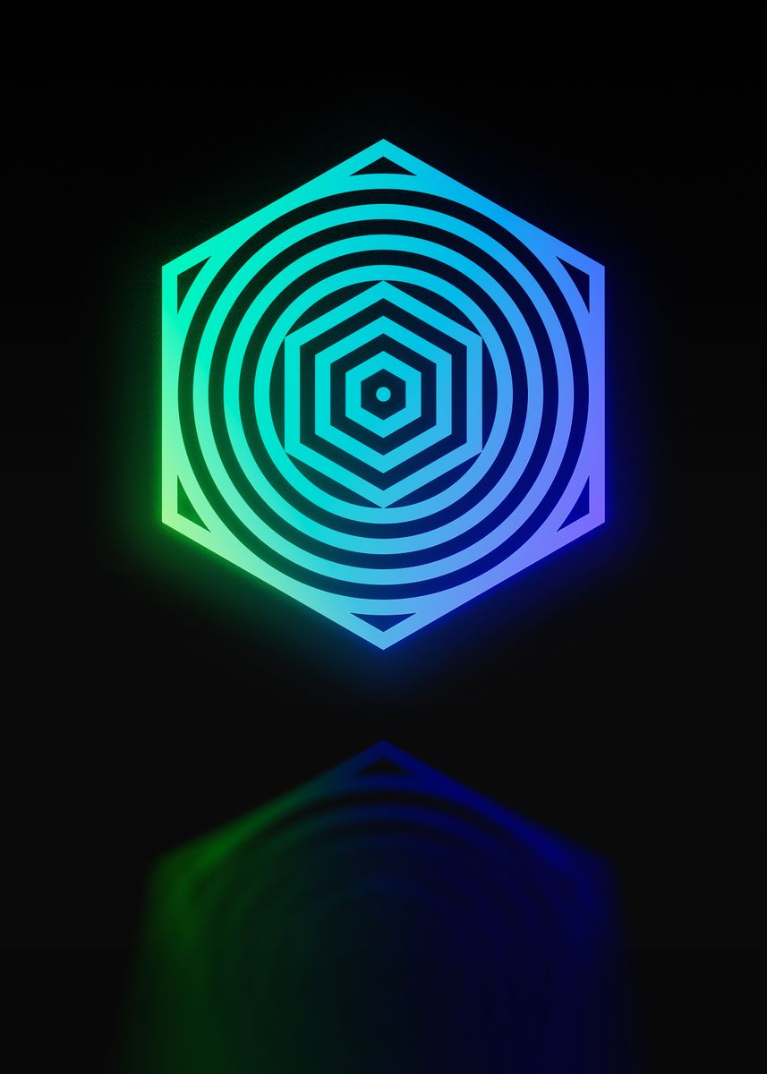 'Neon Geometric Glyph Runes' Poster by Holy Rock Design | Displate