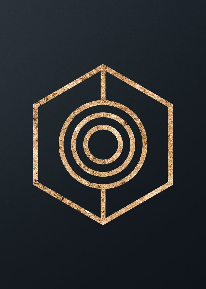 'Gold Geometric Glyph Sign' Poster, picture, metal print, paint by Holy ...