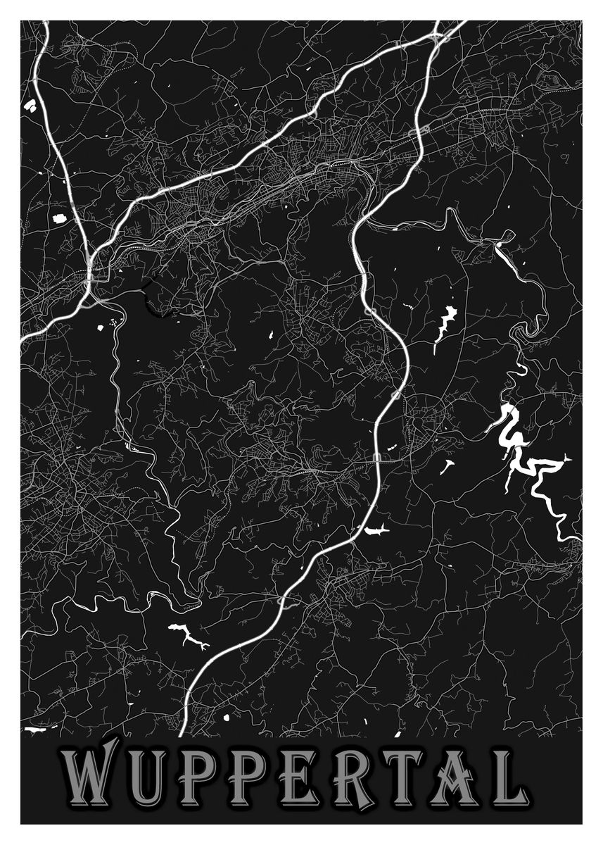 'Wuppertal City Map Germany' Poster, picture, metal print, paint by Max ...
