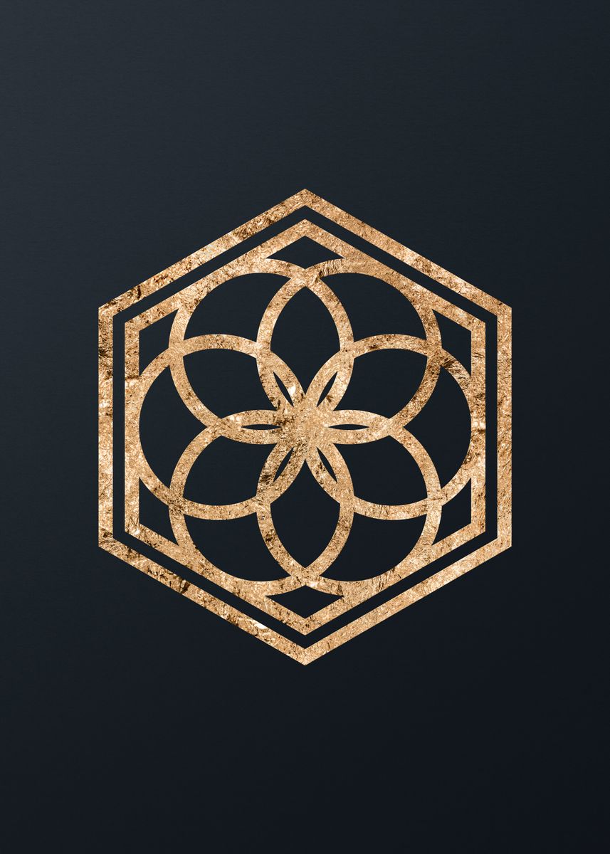 'Gold Geometric Glyph Signs' Poster by Holy Rock Design | Displate