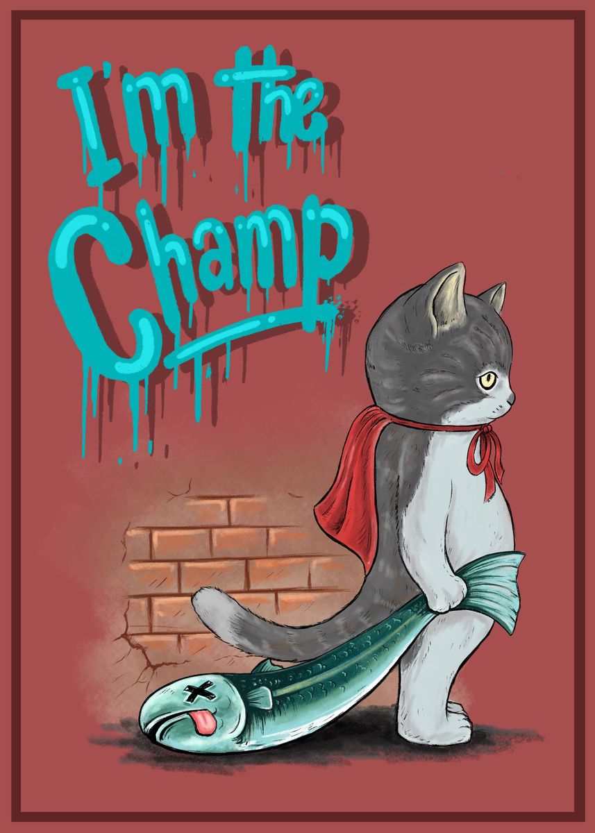 'The Champion cats' Poster, picture, metal print, paint by taofik ...