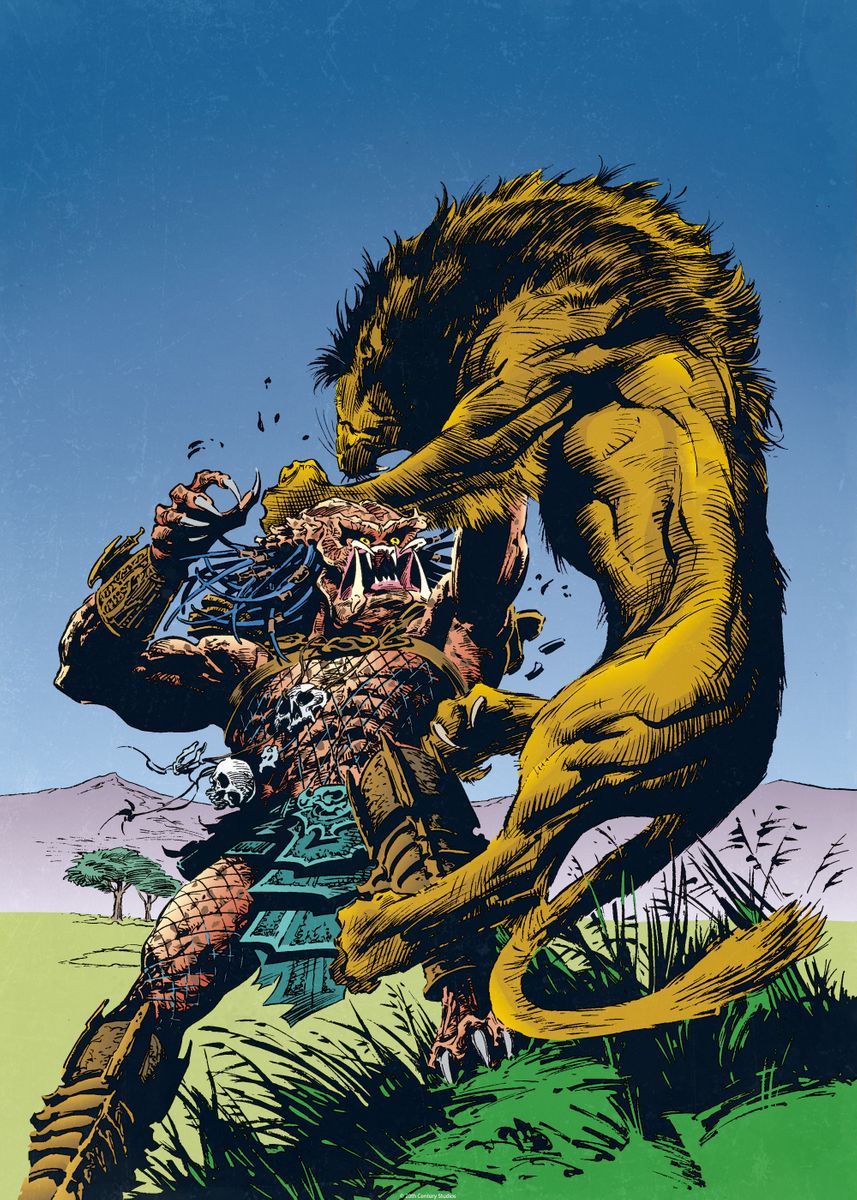 'Lion vs Predator' Poster, picture, metal print, paint by Predator ...
