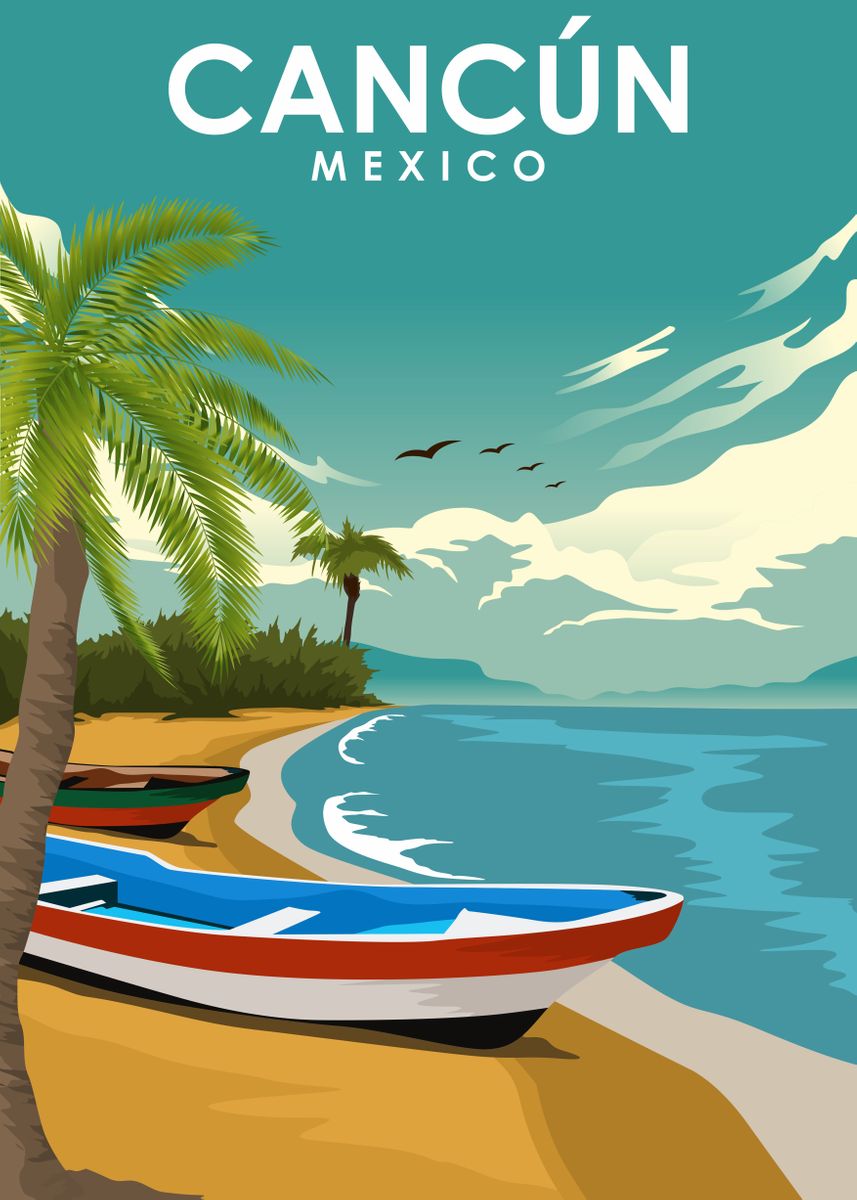 'Cancun mexico travel print' Poster, picture, metal print, paint by ...