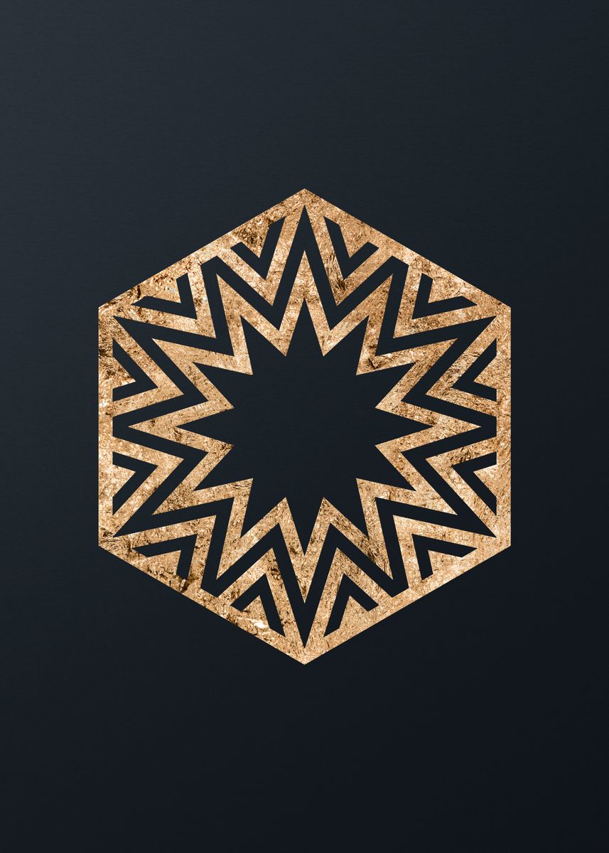 'Gold Geometric Glyph Sign' Poster by Holy Rock Design | Displate
