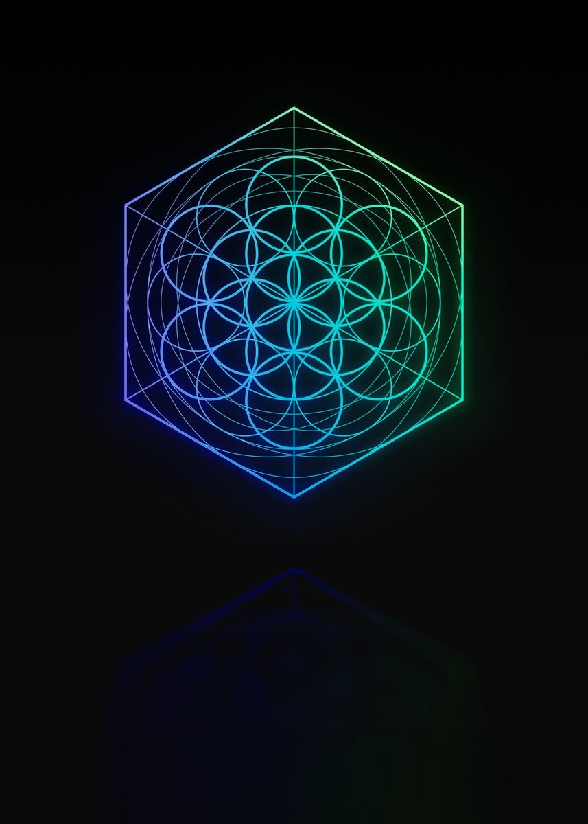 'Neon Geometric Glyph Rune' Poster by Holy Rock Design | Displate