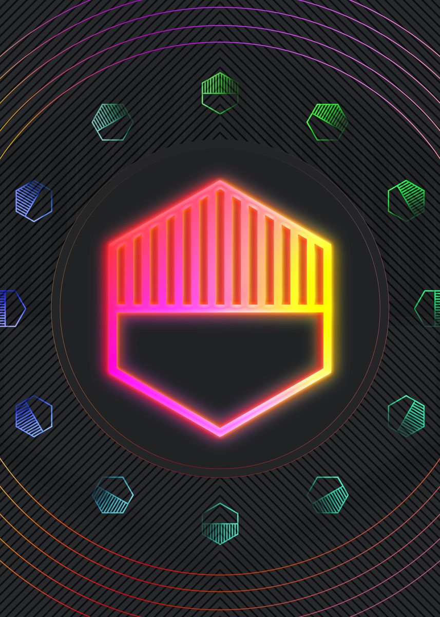 'Neon Glyphs Mandalas Runes' Poster, picture, metal print, paint by ...