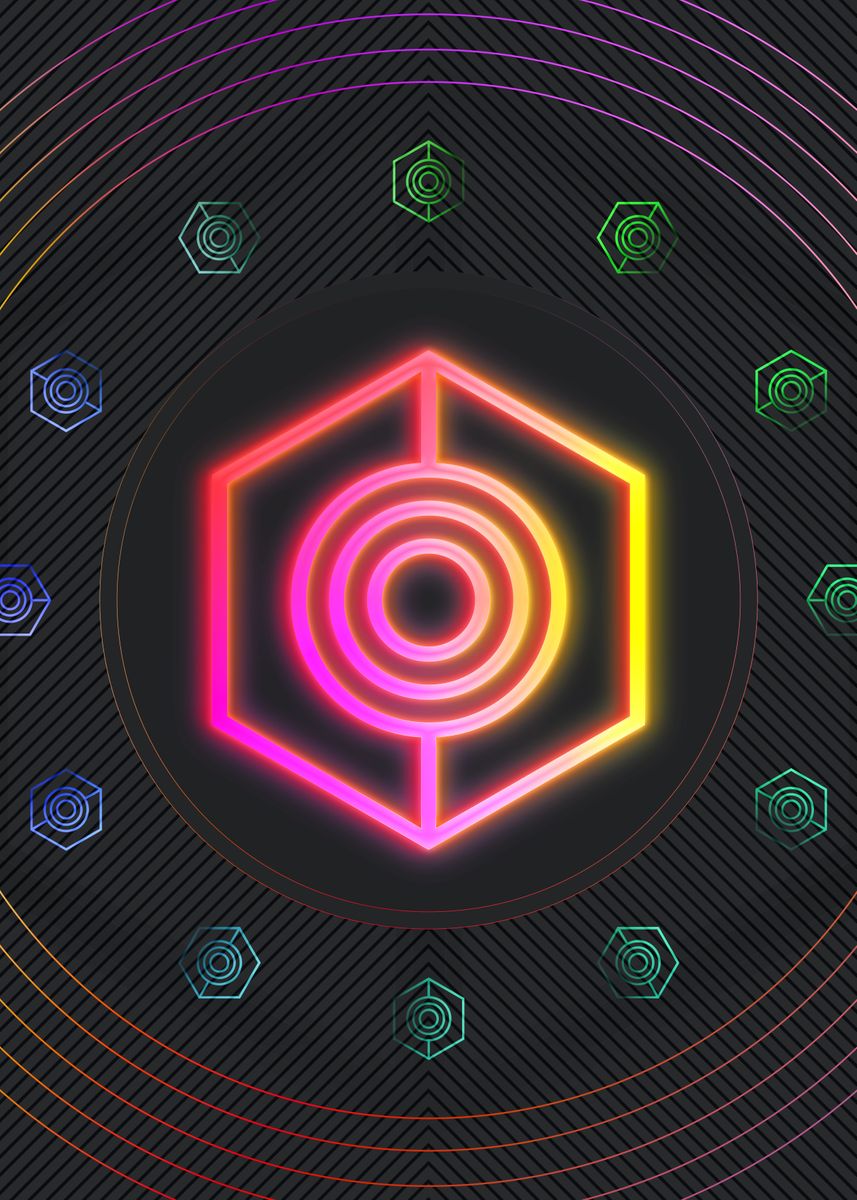 'Neon Glyphs Mandalas Runes' Poster by Holy Rock Design | Displate