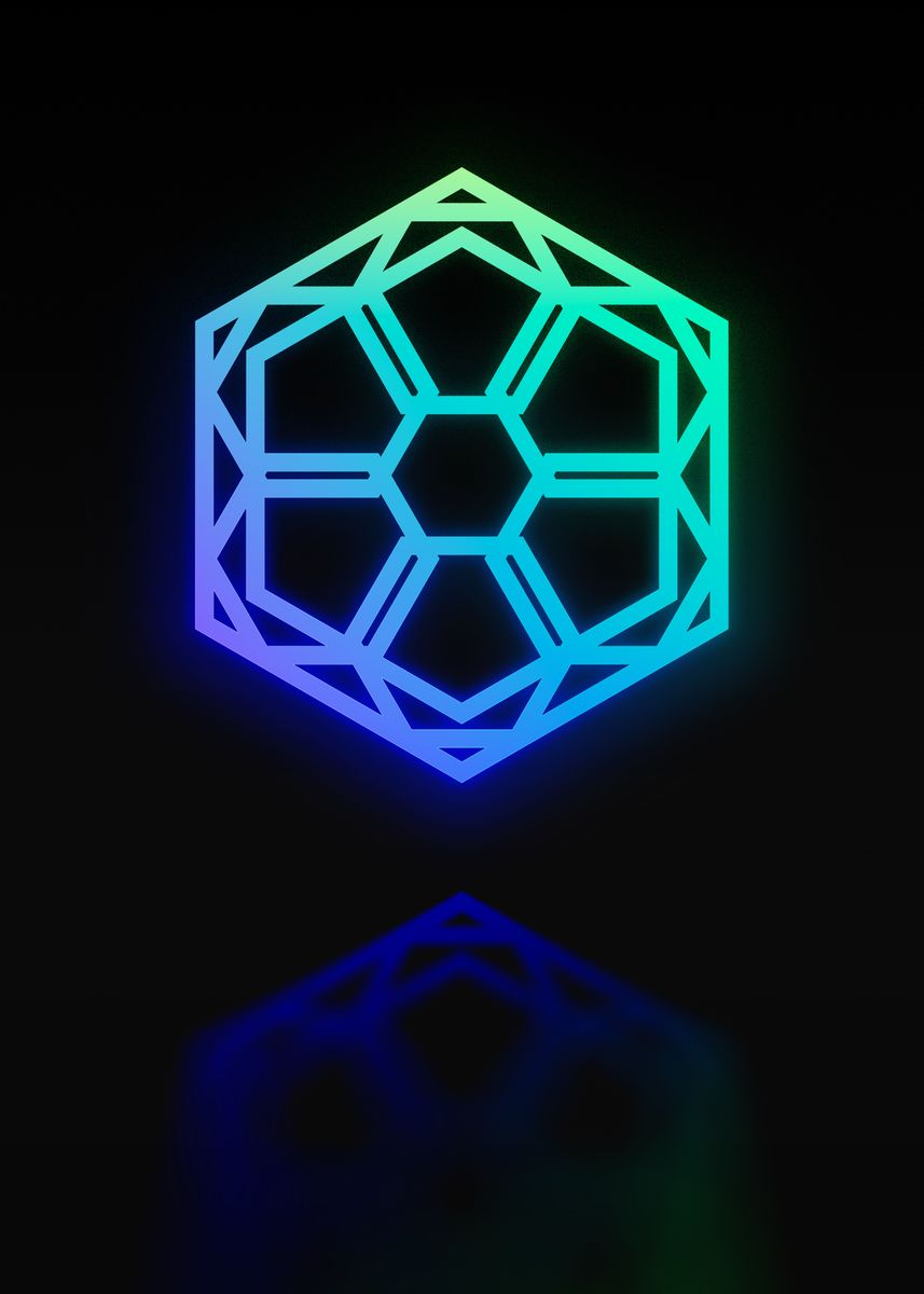 'Neon Geometric Glyph Sign' Poster by Holy Rock Design | Displate