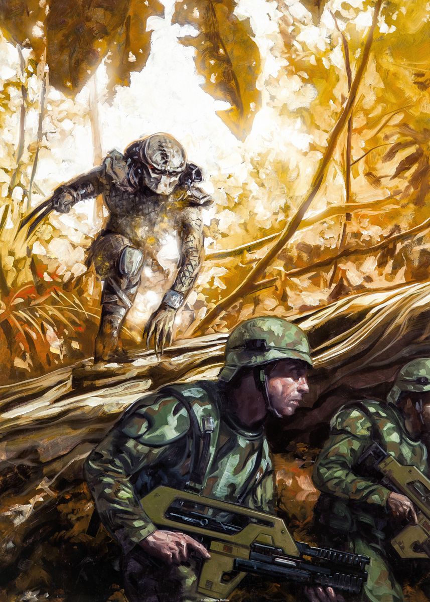 'Soldiers vs Predator' Poster, picture, metal print, paint by Predator ...