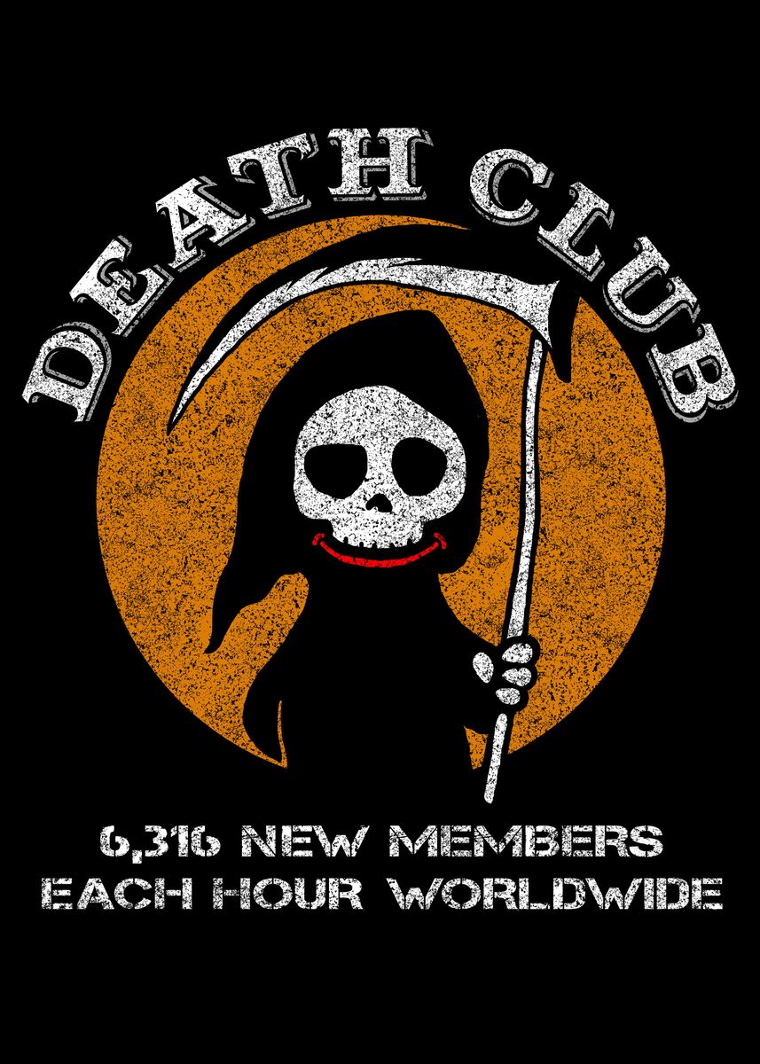 'DEATH CLUB' Poster, picture, metal print, paint by Adam Lawless | Displate