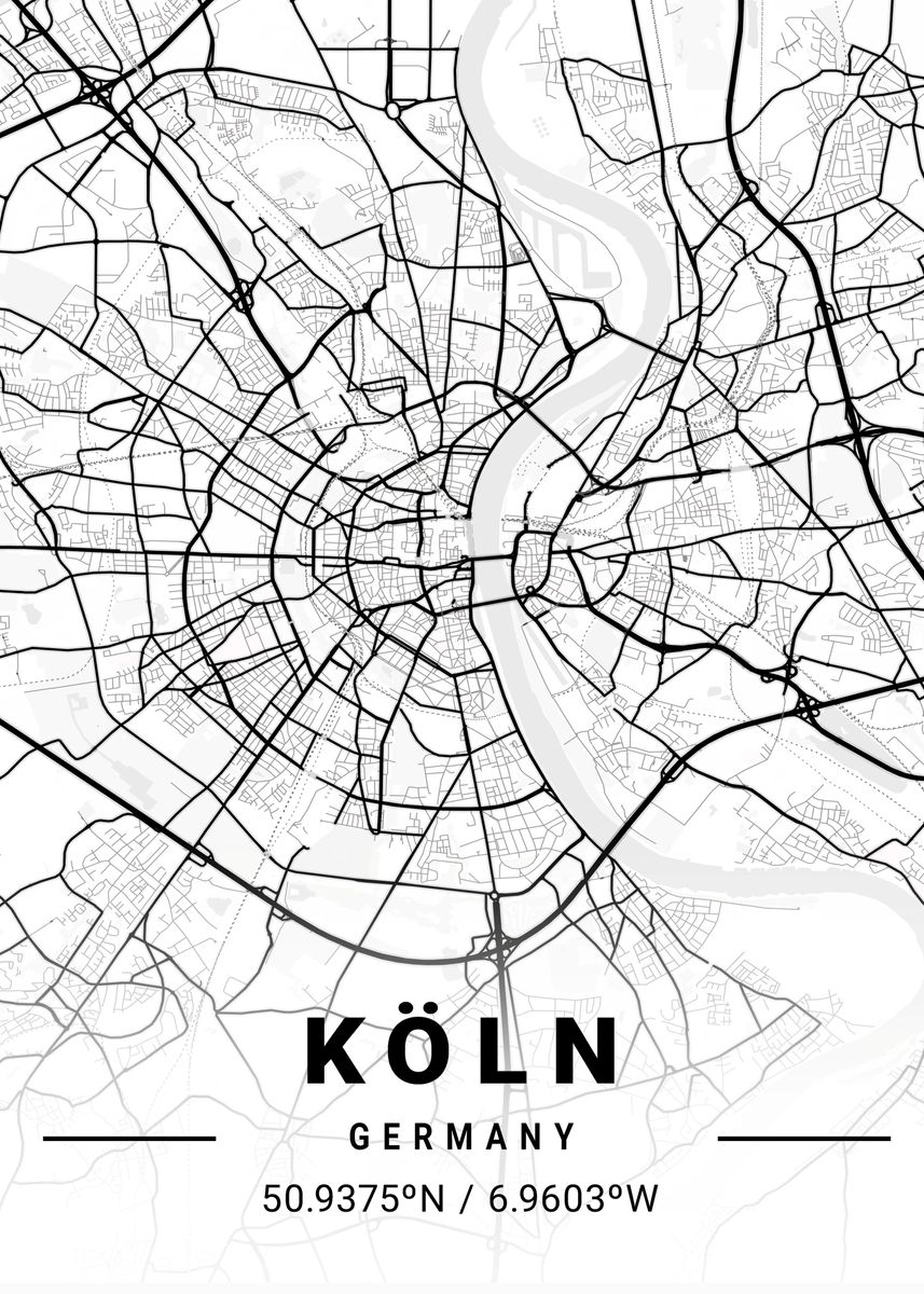 'Koeln City Map Germany' Poster by Max Ronn | Displate