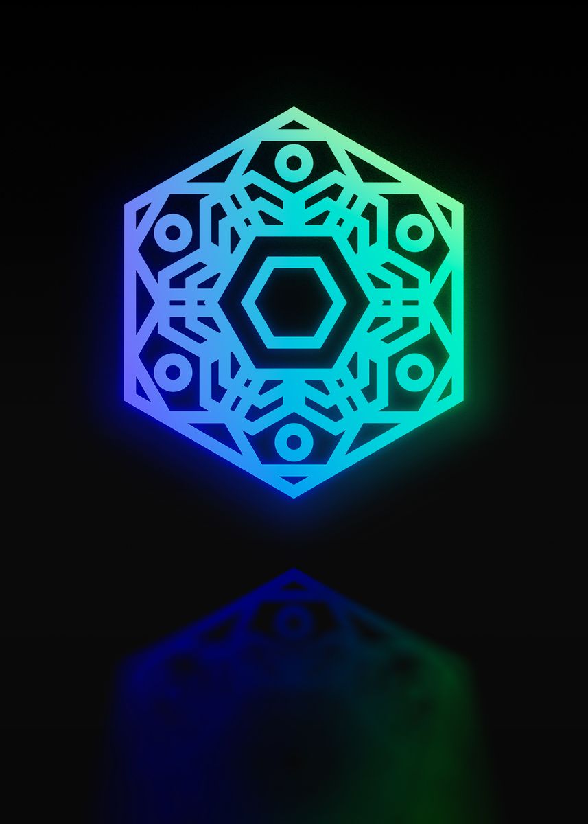 'Neon Geometric Glyph Sign' Poster, picture, metal print, paint by Holy ...