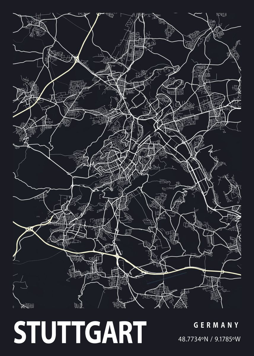'Stuttgart City Map Germany' Poster by Max Ronn | Displate