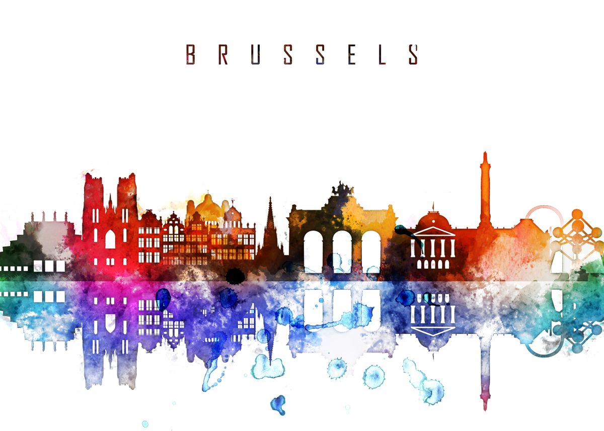'Brussels Belgium Skyline' Poster by Dim | Displate