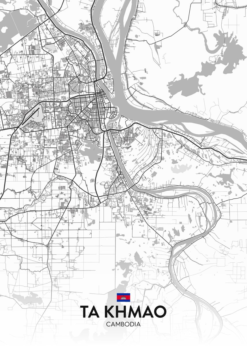 'Ta Khmao KH' Poster, picture, metal print, paint by IMR Designs | Displate